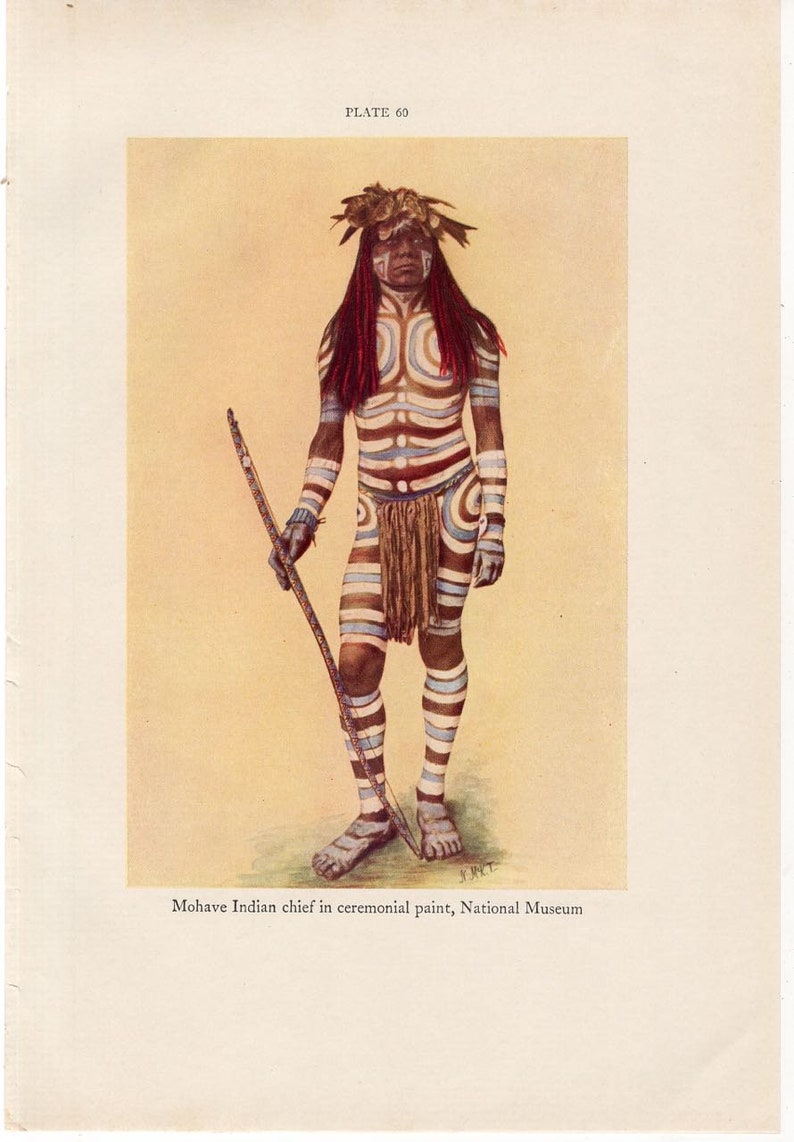C. 1934 MOHAVE INDIAN CHIEF Lithograph Vintage Native | Etsy