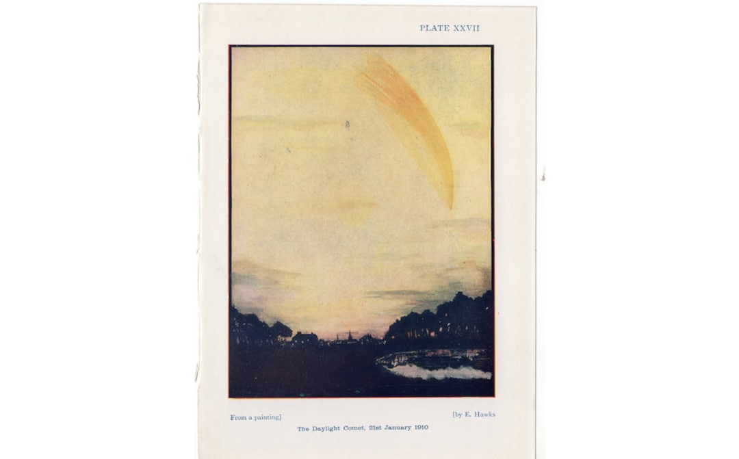 C. 1911 DAYLIGHT COMET Lithograph Original Antique Astronomy Print ...