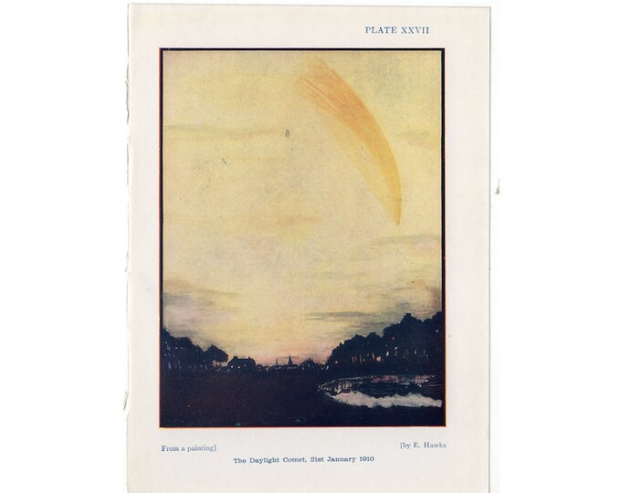C. 1911 DAYLIGHT COMET Lithograph - Original Antique Astronomy Print ...