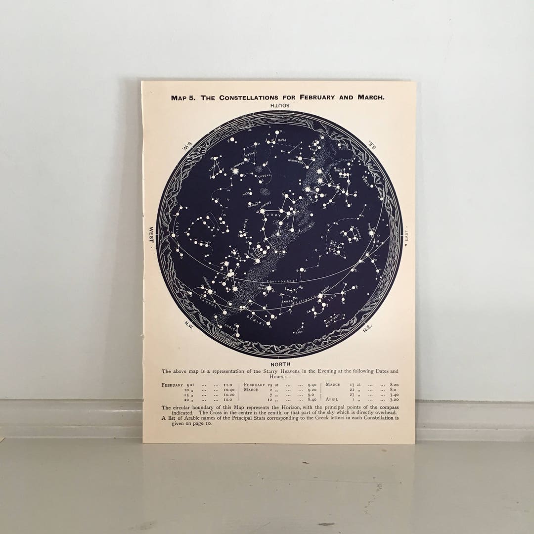 C. 1955 - CONSTELLATIONS STAR MAP Print - Vintage Astronomy Print ...