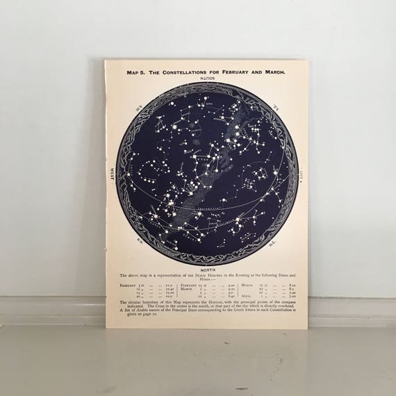 C. 1955 CONSTELLATIONS STAR MAP Print Vintage Astronomy | Etsy