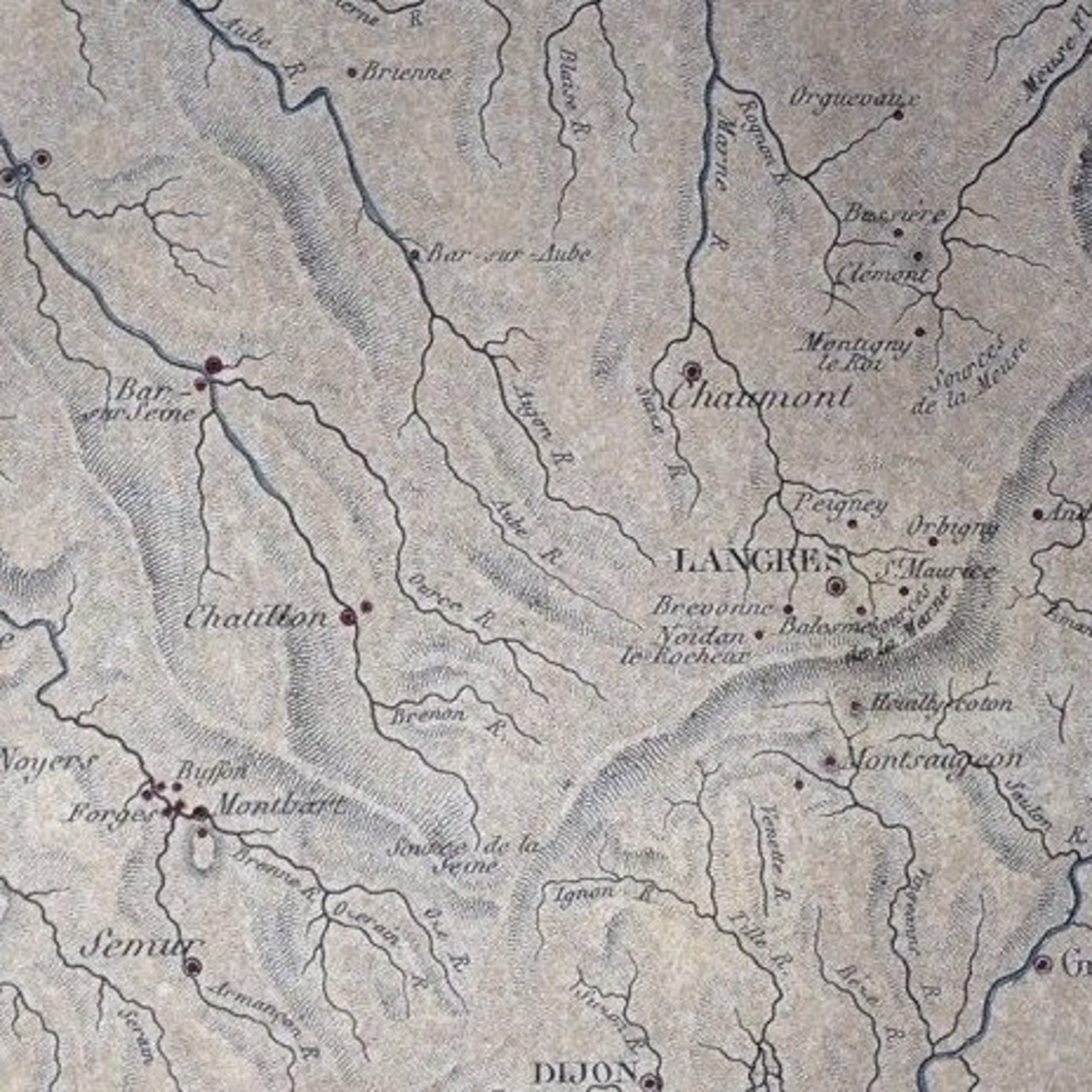 C. 1837 MAP OF FRANCE - the Mountains of Langres, France - Original ...