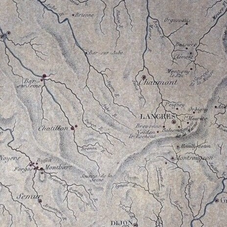C. 1837 MAP OF FRANCE - the Mountains of Langres, France - Original ...