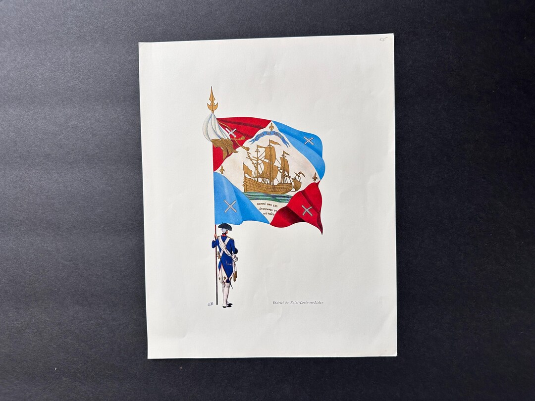 FRENCH FLAGS Lithograph C. 1947 • Original Vintage Print • National ...