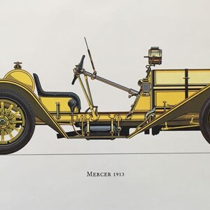 MERCER 1913 Classic Car Print Original Vintage Lithograph - Etsy