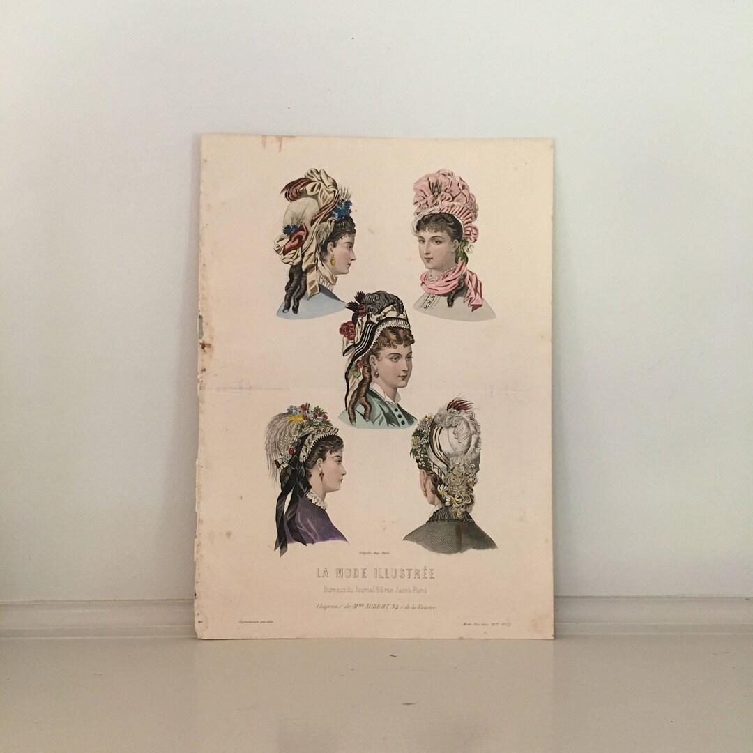 1879 FRENCH FASHION HATS Engraving Original Antique Print of - Etsy