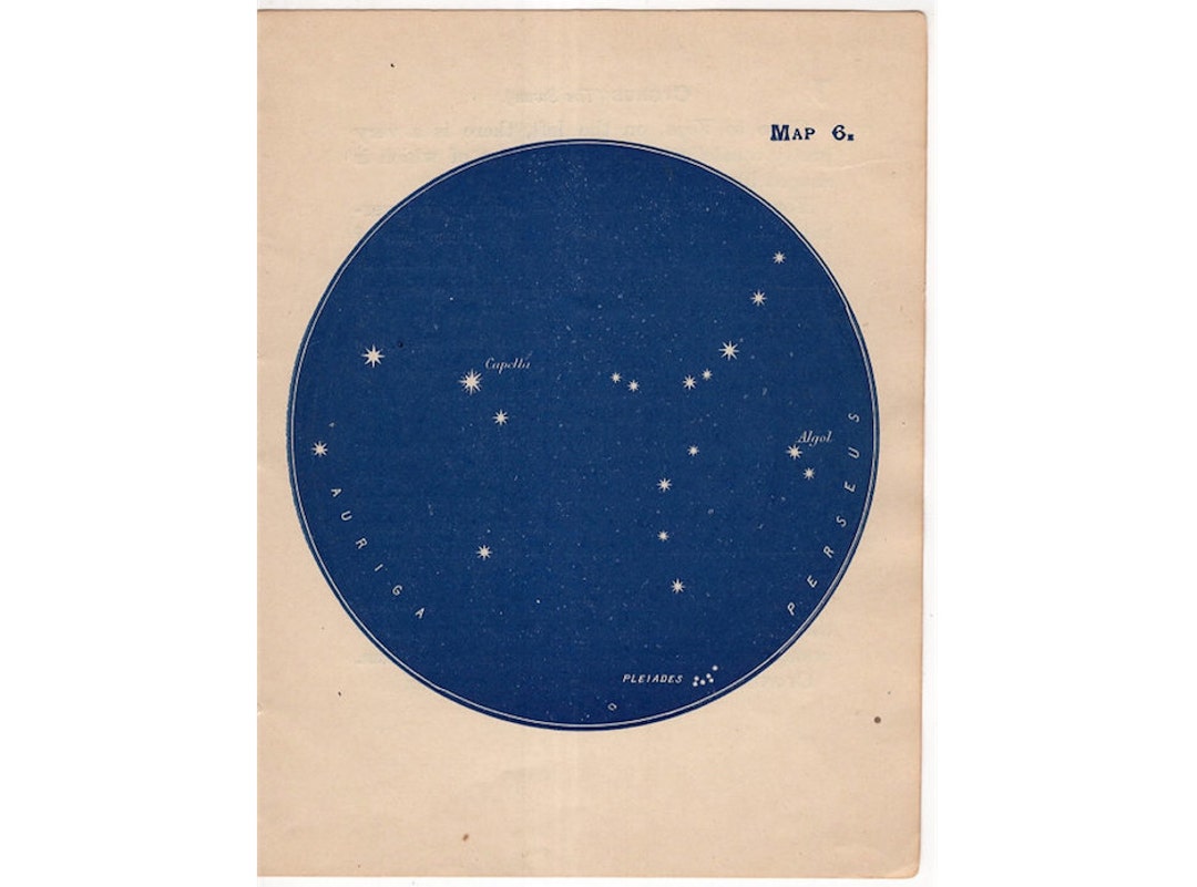 C. 1903 PERSEUS CONSTELLATION Map Antique Original Lithograph ...