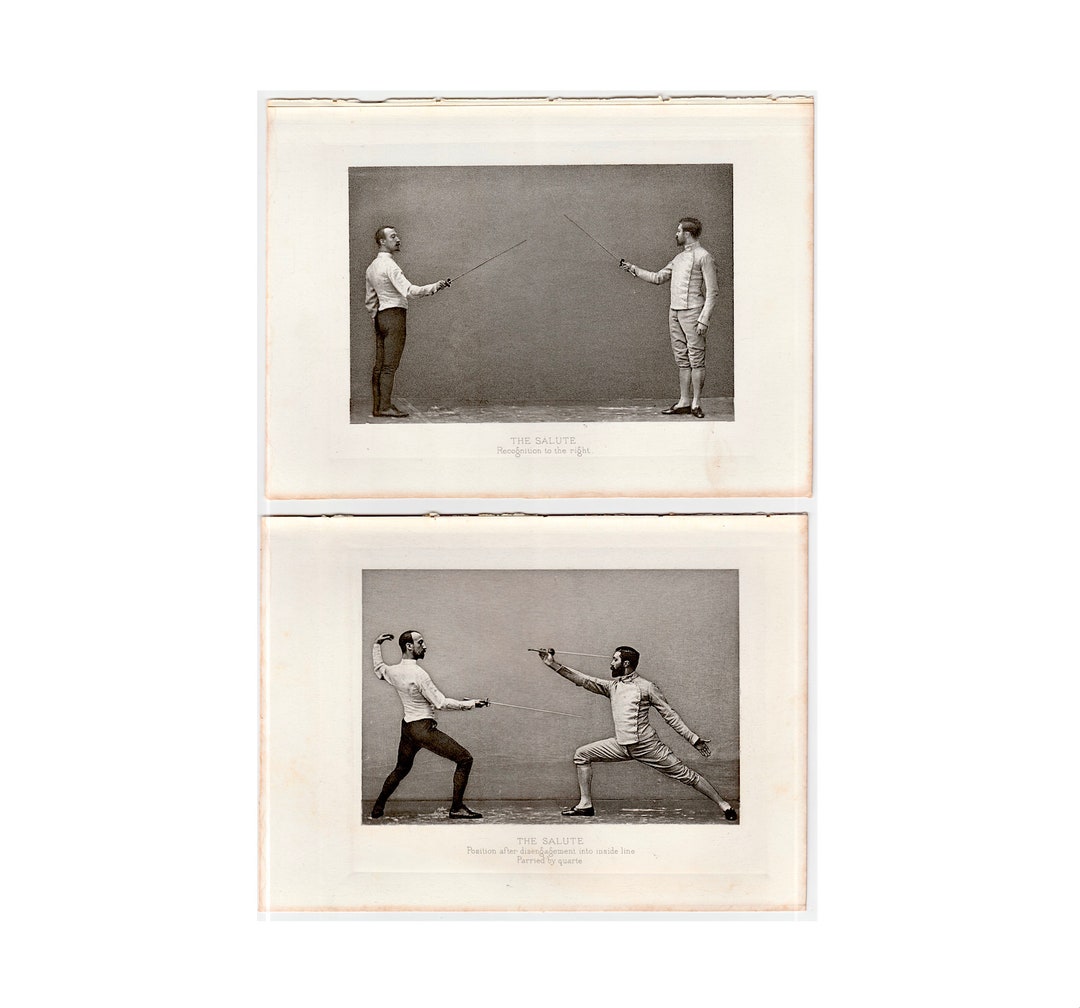 C. 1890 SWORD FENCING Prints • Set of 2 Original Antique Prints ...