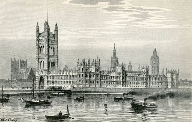 C. 1890 LONDON PARLIAMENT Building Original Antique Print - Etsy