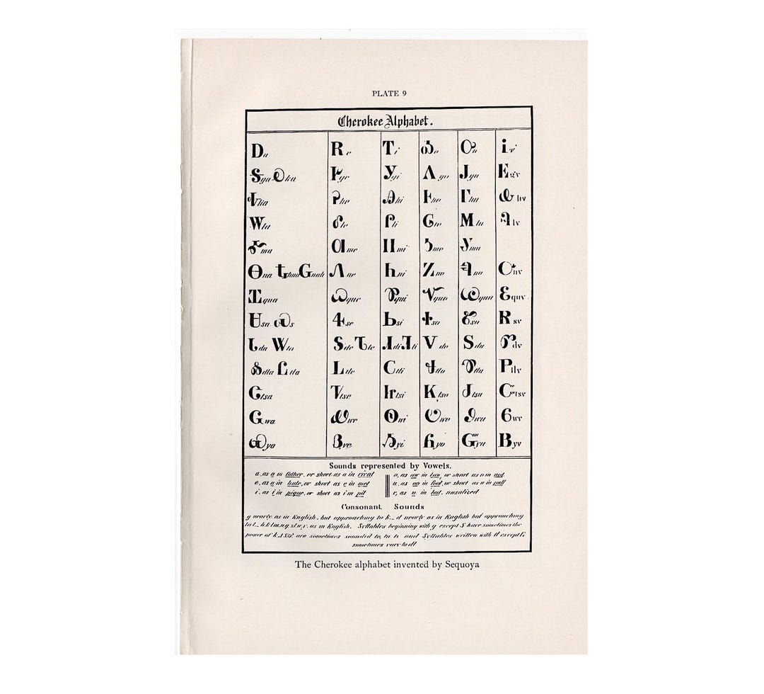 CHEROKEE ALPHABET Print C. 1934 - Original Vintage Print - by Sequoya ...