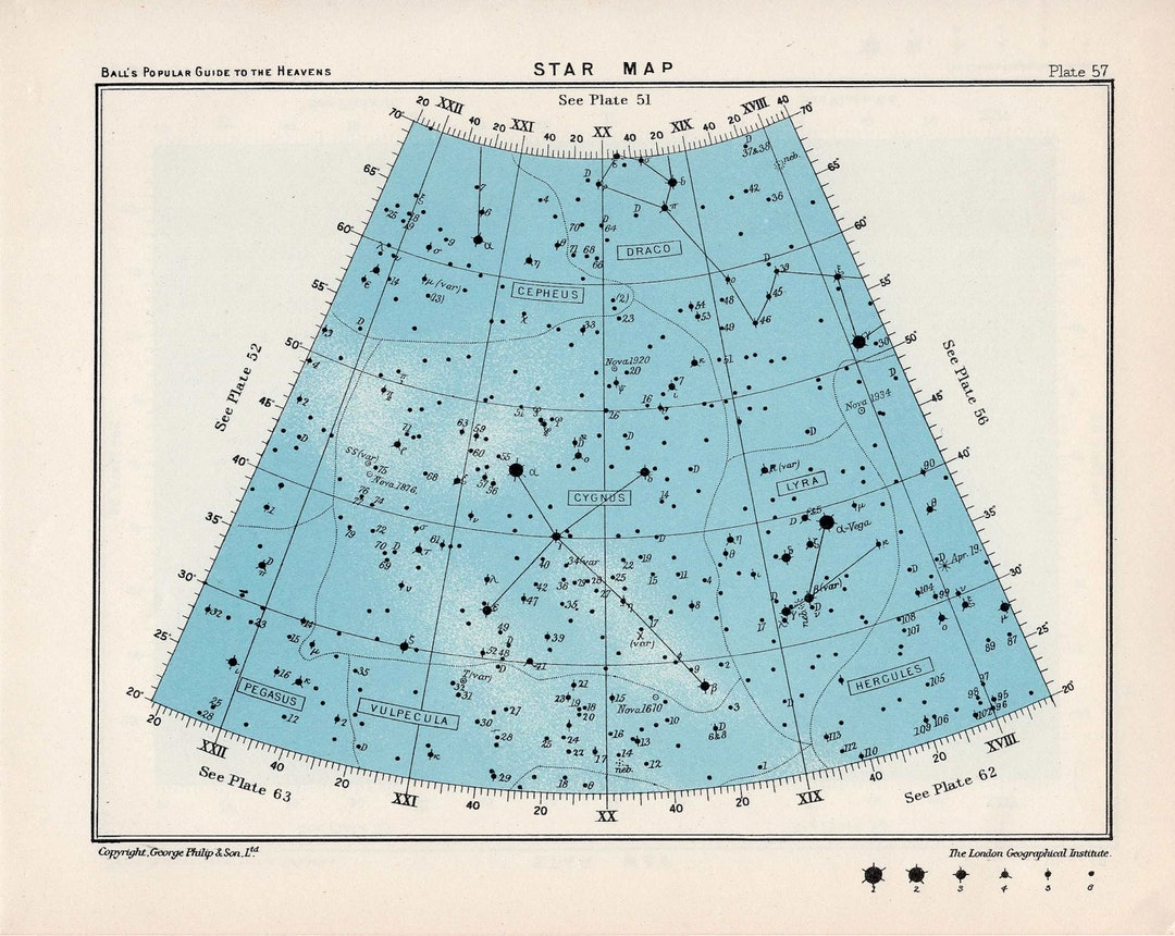1955 Star Map Arc 57 Constellations Original Vintage Celestial Print - Etsy