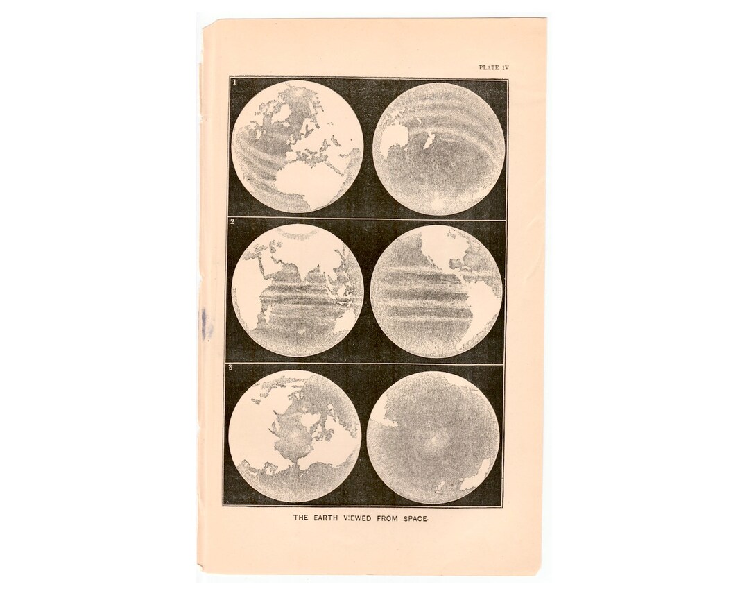 C. 1872 EARTH FROM SPACE Lithograph • Original Antique Print ...