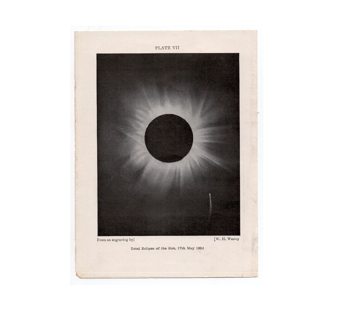C. 1911 TOTAL SOLAR ECLIPSE Lithograph Original Antique Print Astronomy ...