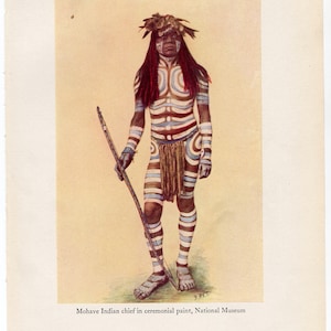 C. 1934 MOHAVE INDIAN CHIEF Lithograph - Original Vintage Print ...