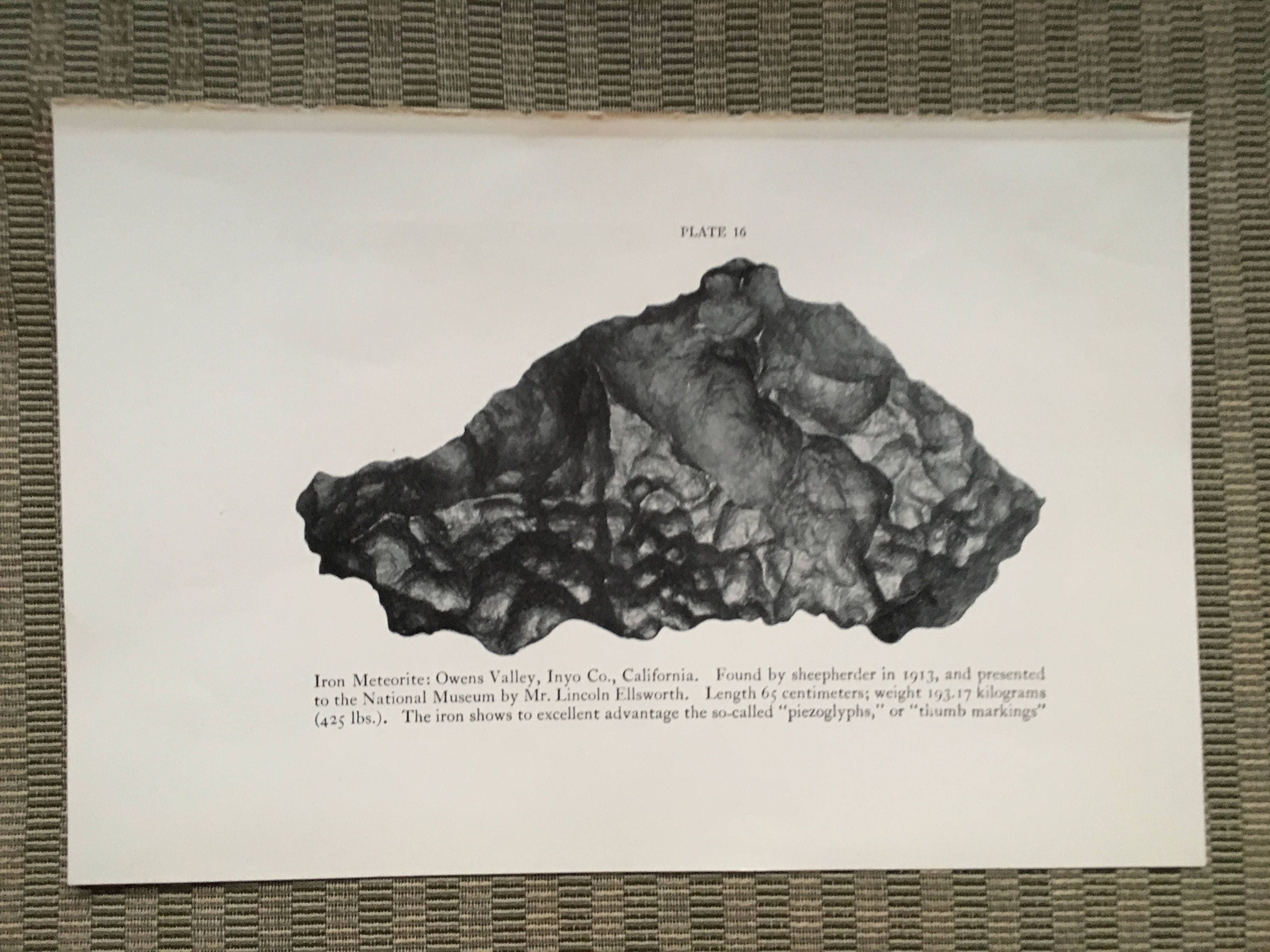 C. 1934 IRON METEORITE STONE Prints - Vintage Lithographs - Meteoric ...