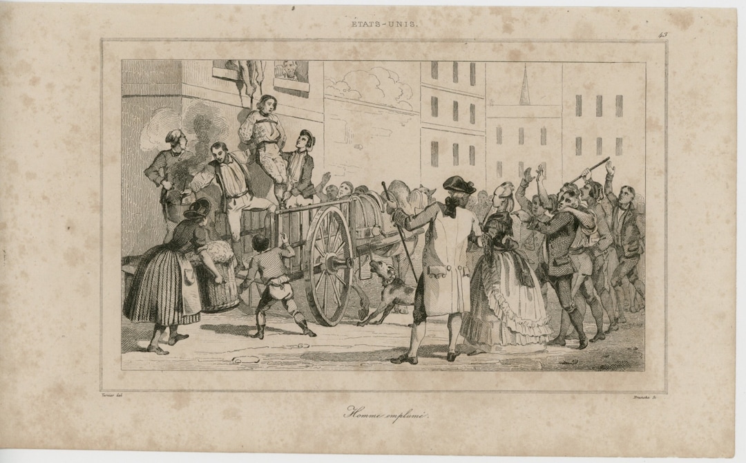 C. 1837 TARRING & FEATHERING Print • Original Antique Print • Public ...