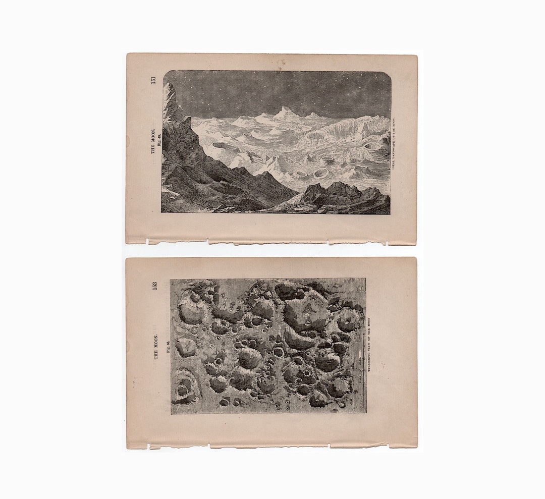 C. 1871 MOON LANDSCAPE Engravings Original Antique Prints Lunar ...