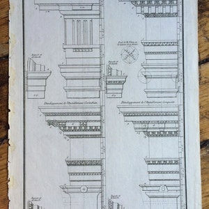 1757 ARCHITECTURE DETAILS Entablements Profiles Original Antique ...