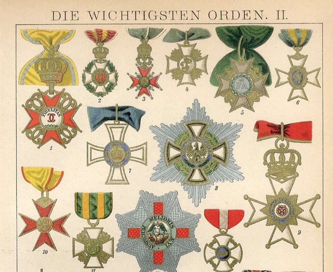 C. 1903 ORDERS OF MERIT Print - Antique Lithograph - German Order ...