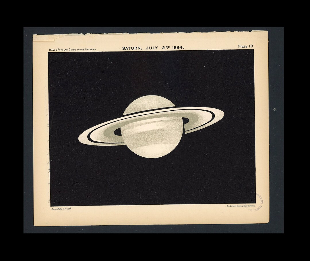 C. 1910 SATURN Lithograph Original Antique Print Astronomy Print Planet ...
