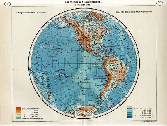 C. 1920 WORLD MAP AMERICAS Original Antique Map Antique - Etsy