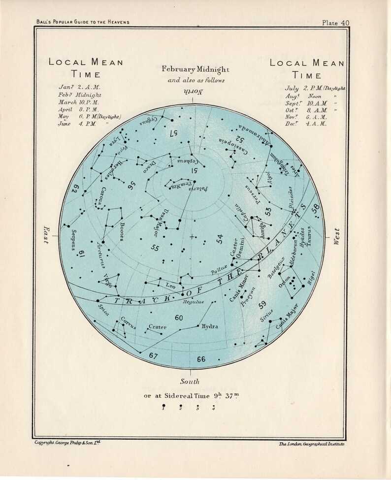 C. 1955 FEBRUARY STAR MAP With January on Reverse Side - Etsy