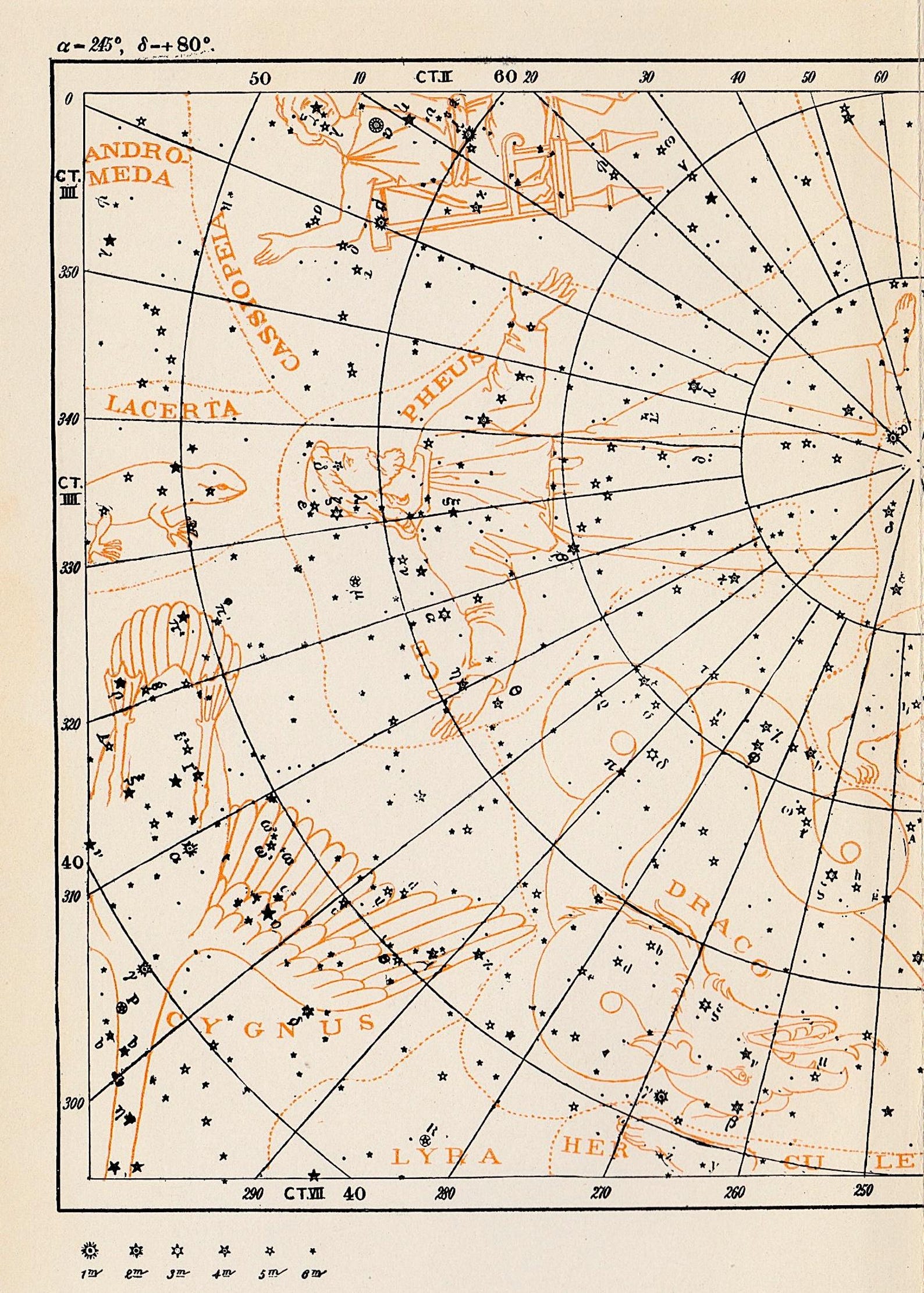 STAR CHART I C. 1908 • Original Antique Print • Celestial Constellation ...