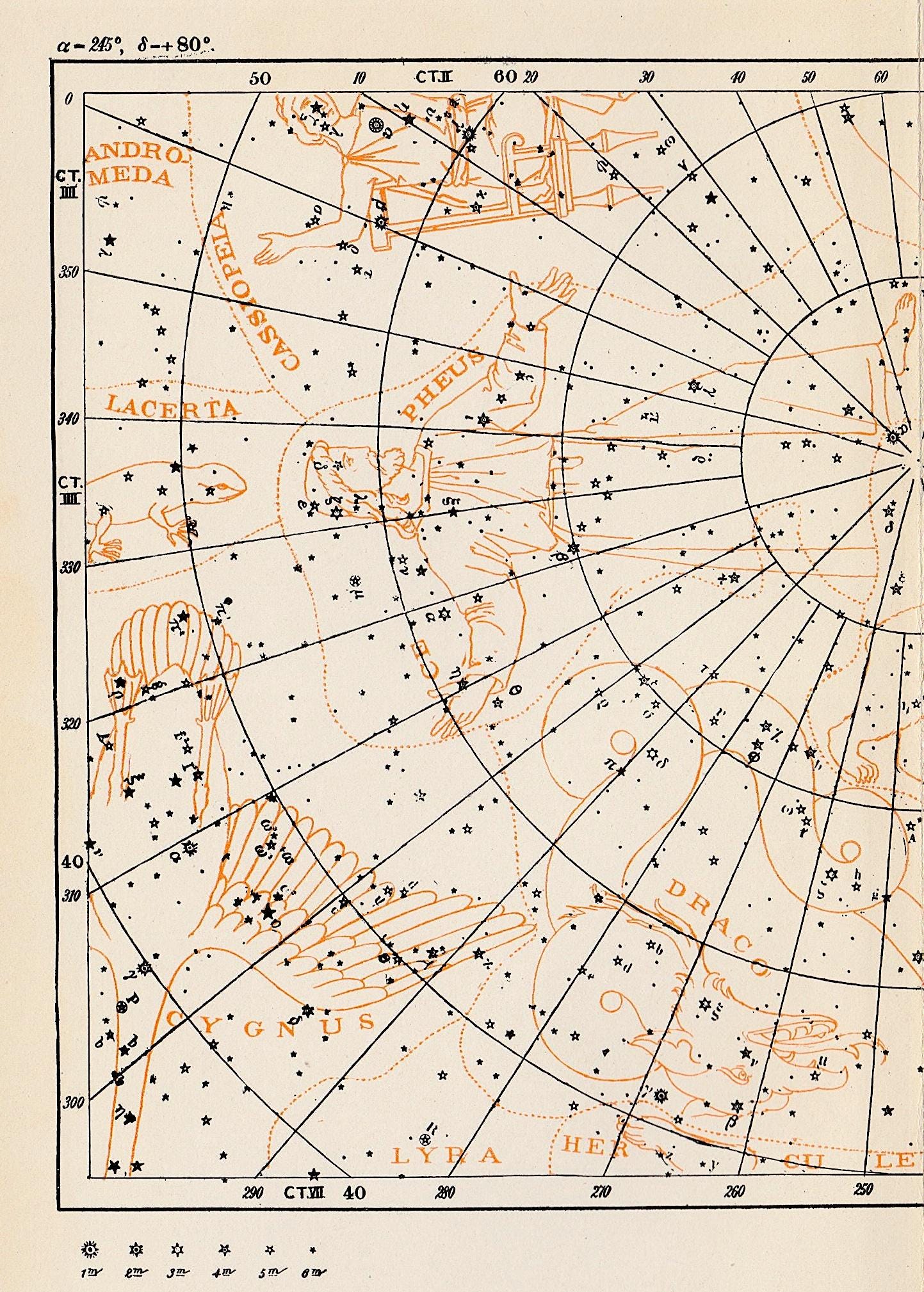 STAR CHART I C. 1908 • Original Antique Print • Celestial Constellation ...
