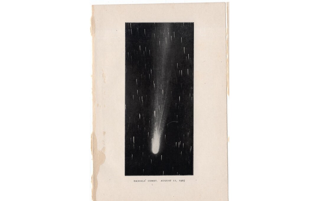 C. 1909 COMET PRINT - Original Antique Astronomy Print - Daniels Comet ...