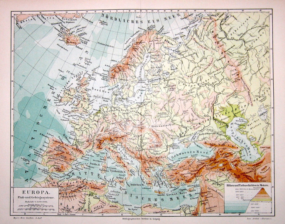 C. 1889 EUROPE MAP • Original Antique Print • Antique Map of Europe - Etsy