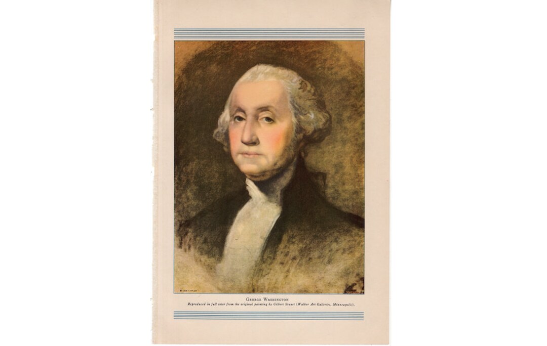 Vintage Print • GEORGE WASHINGTON PORTRAIT C.1946 • Vintage Historical ...