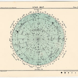 C. 1910 STAR MAP # 70 Lithograph • Original Antique Print • Celestial ...