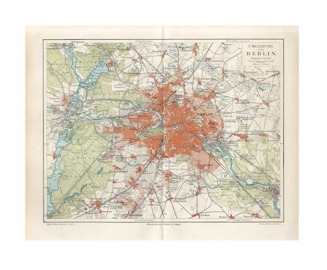 C. 1875 BERLIN GERMANY MAP Original Antique Print Map of - Etsy