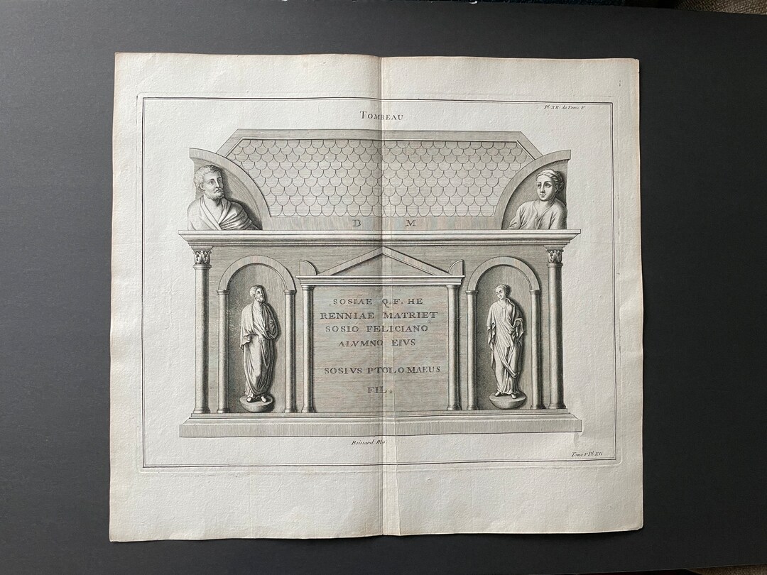 TOMB Engraving C. 1722 • Original Antique Print • Burial Chamber ...