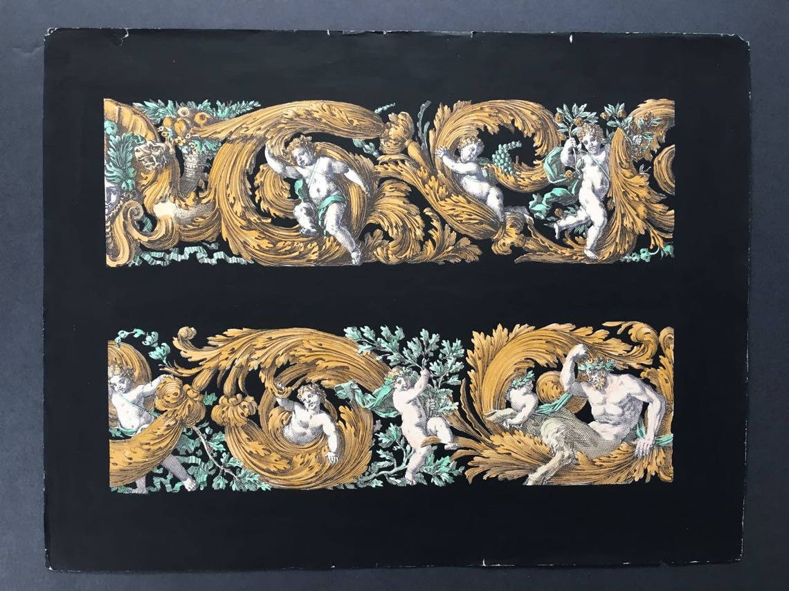 DECORATIVE ARCHITECTURE DETAIL Antique Lithograph C. 1866 • Rare ...
