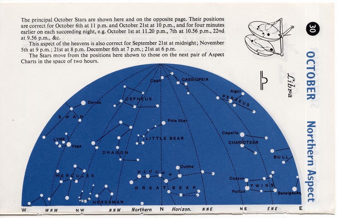 C. 1961 LIBRA Star Chart Lithograph • Original Vintage Print ...