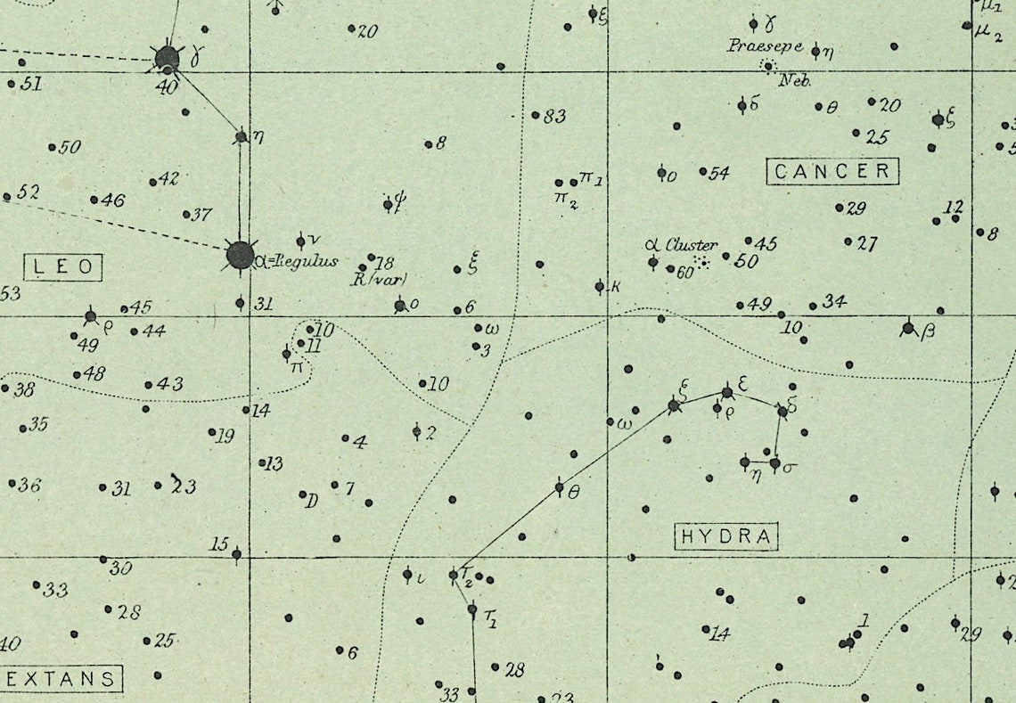 C. 1910 STAR MAP Original Antique Print Celestial Print - Etsy