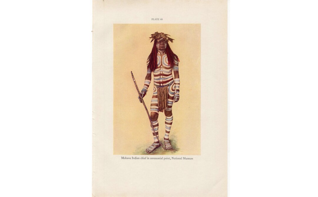 C. 1934 MOHAVE INDIAN CHIEF Lithograph Original Vintage Print Native ...