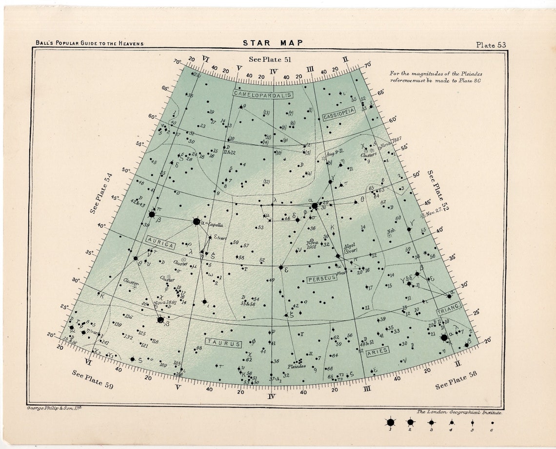 C. 1910 ANTIQUE STAR MAPS Northern Hemisphere Original | Etsy