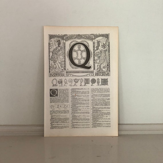 C. 1922 LETTER Q MONOGRAM Print Original Antique Print | Etsy