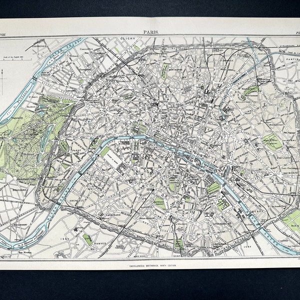 Vintage Paris Map - Etsy