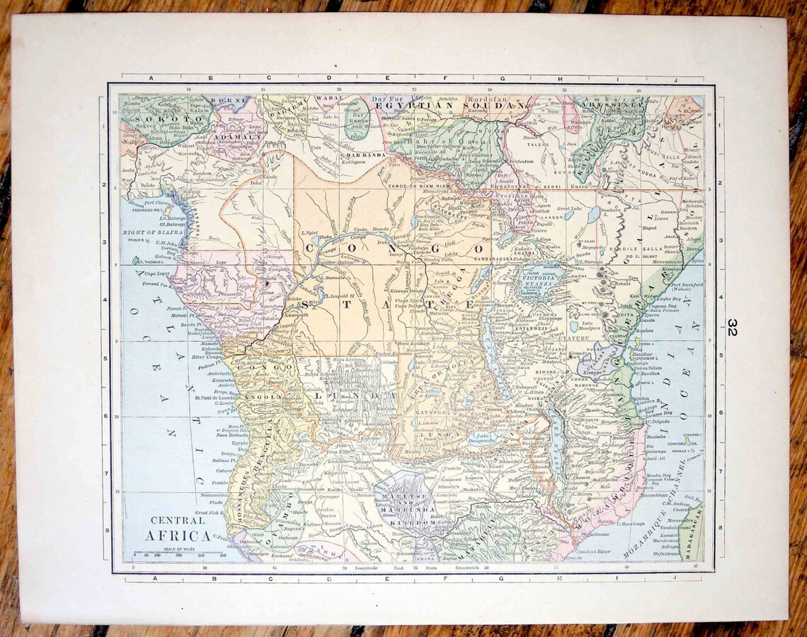 C. 1887 EGYPT or AFRICA Map • Original Antique Map • Two Sided Map ...
