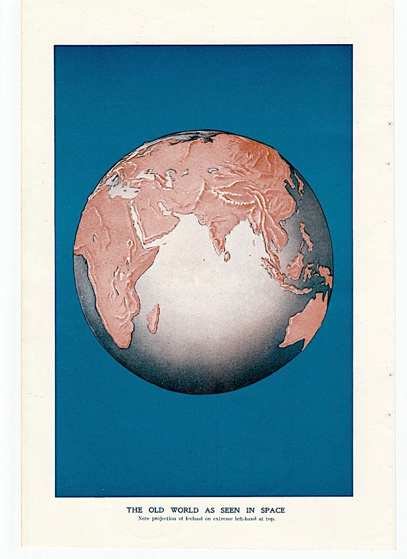 THE OLD WORLD C. 1920's • Original Antique Print • Eastern Hemisphere ...