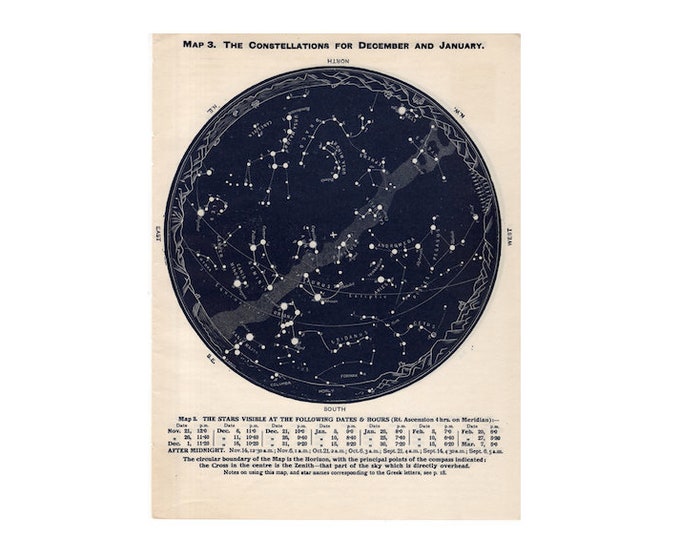 C. 1955 - December January & February Star Map - CONSTELLATIONS MAP ...