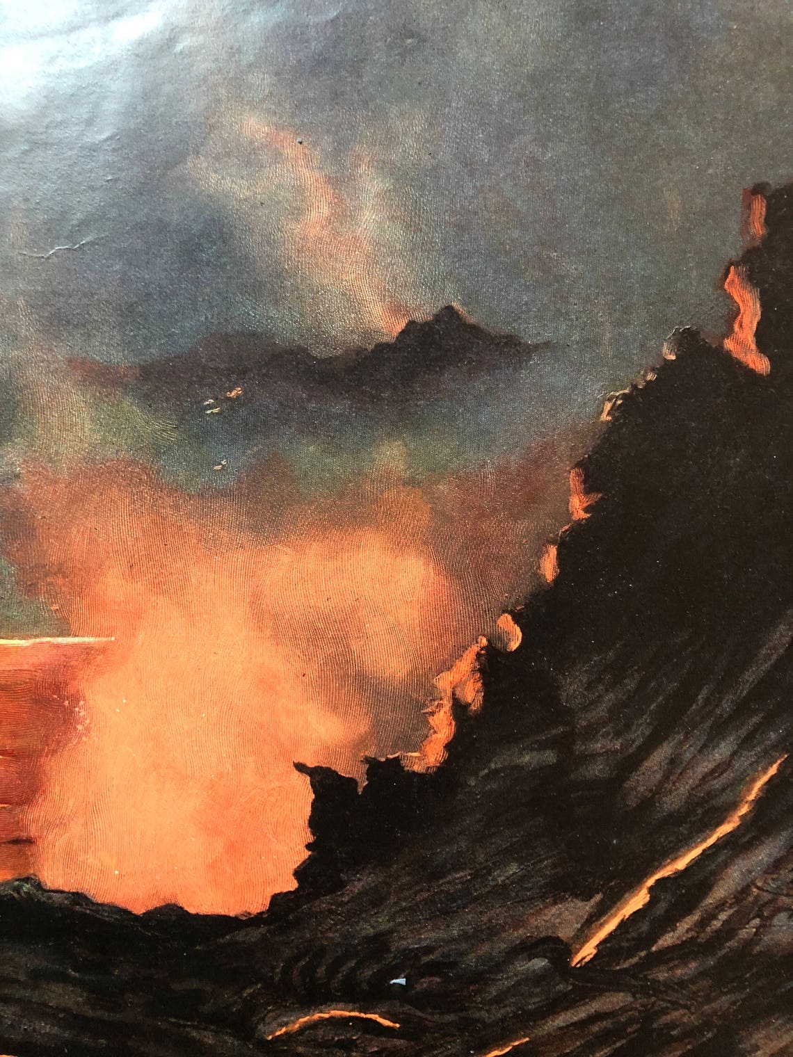 1900 VOLCANO ERUPTING LAVA Print - Original Antique Print of Kilauea ...