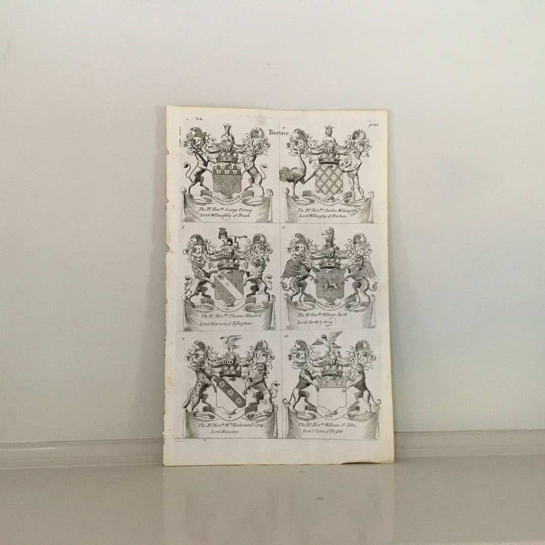 C. 1679 DISPLAY OF HERALDRY • Original Antique Print • Coat of Arms ...