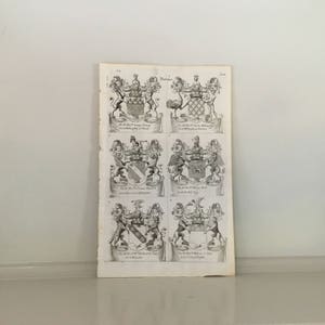 C. 1679 DISPLAY OF HERALDRY • Original Antique Print • Coat of Arms ...