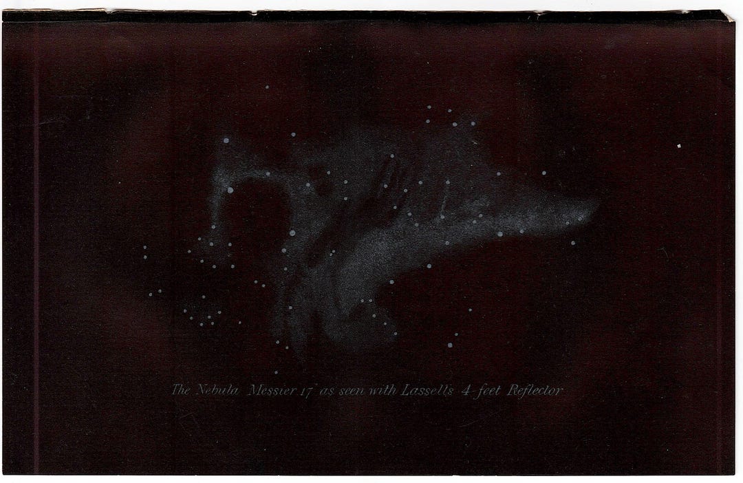 C. 1886 THE OMEGA NEBULA Lithograph • Original Antique Print ...