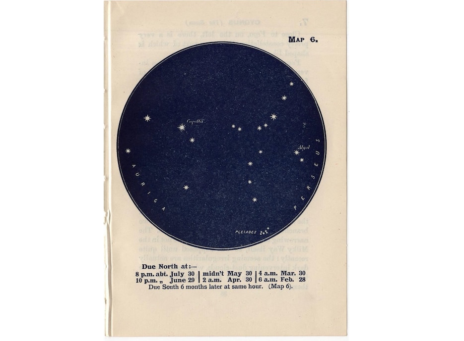 C. 1948 PERSEUS CONSTELLATION STARS Lithograph - Mini Constellation Map ...