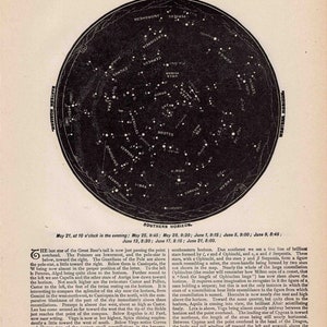 C. 1910 JUNE JULY • Constellations Star Map • Original Antique Print ...